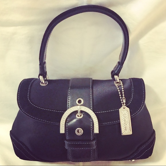 Coach | Bags | Coach Satin Top Handle Black Suedesatin | Poshmark